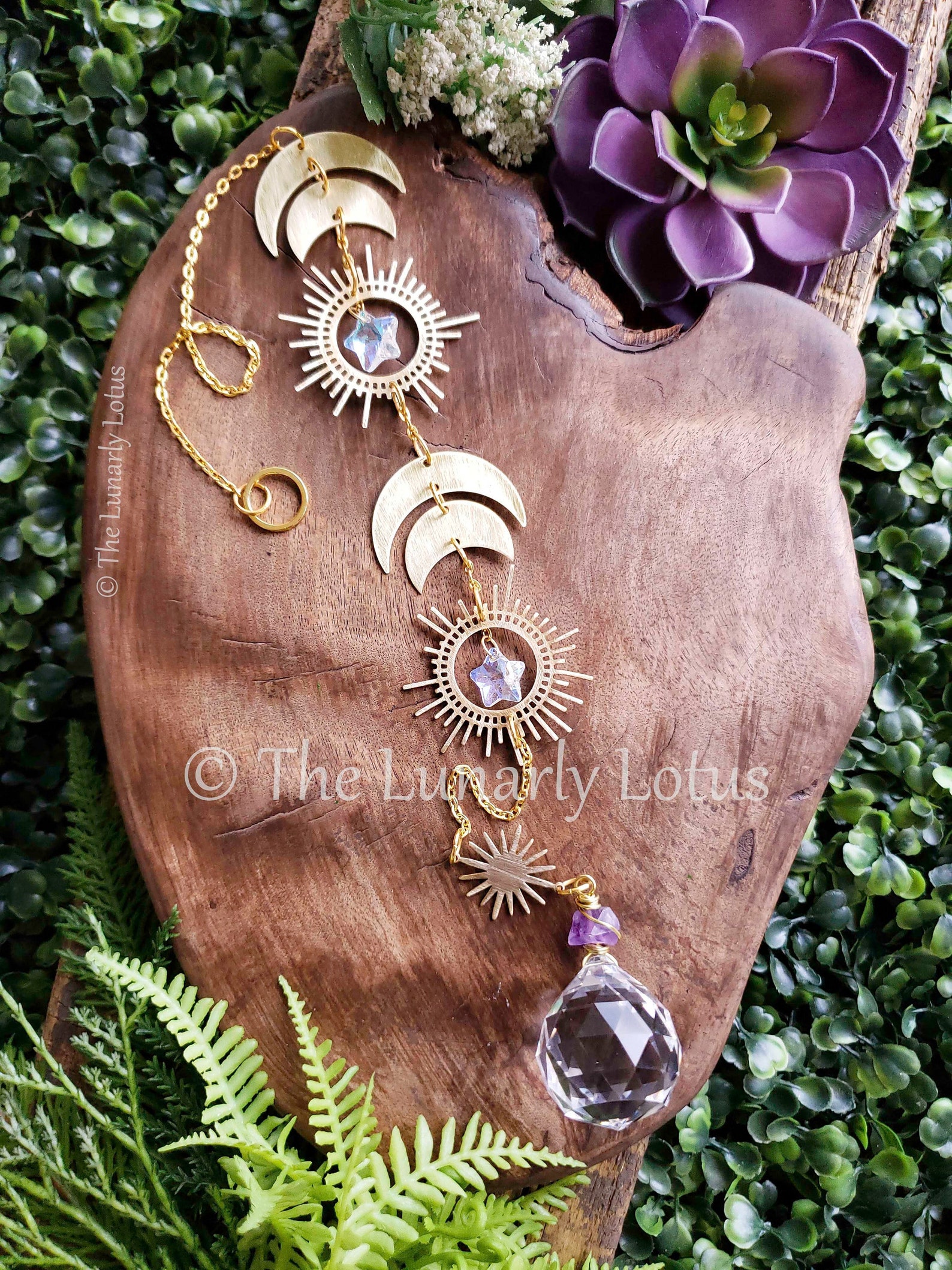 Sunburst Decor Moon Suncatcher Long Suncatcher Amethyst - Etsy