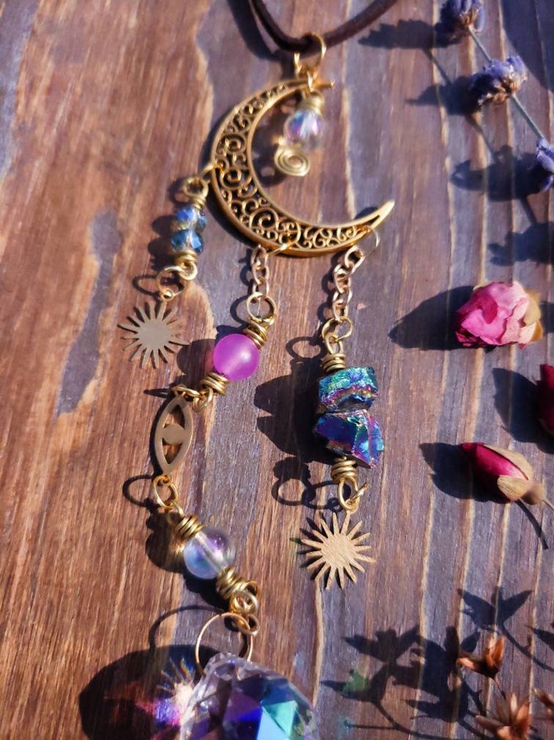 Gold Car Charm, Witchy Car Charm, Boho Car Charm, Sparkly Moon Decor ...