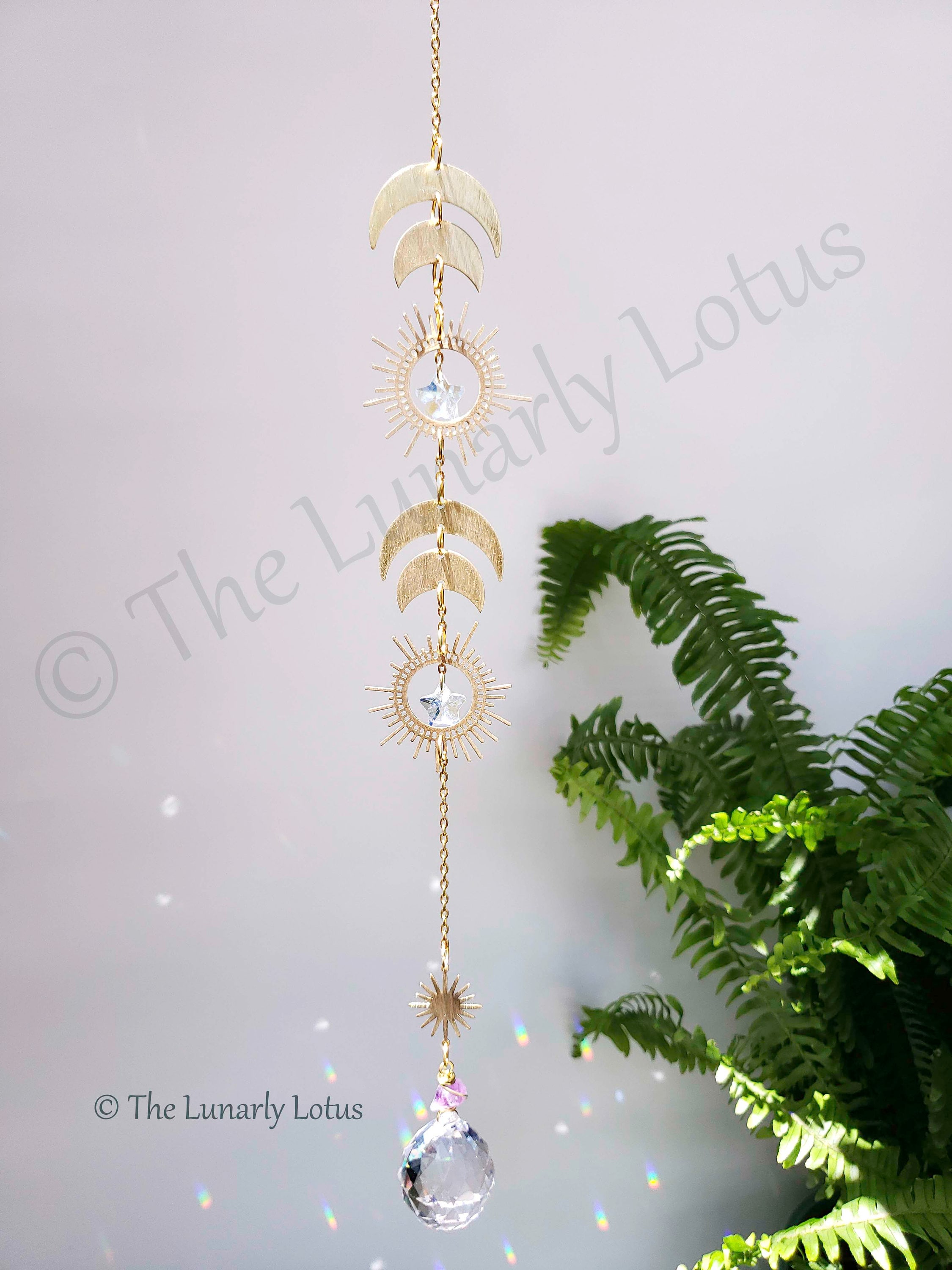 Sunburst Decor Moon Suncatcher Long Suncatcher Amethyst - Etsy