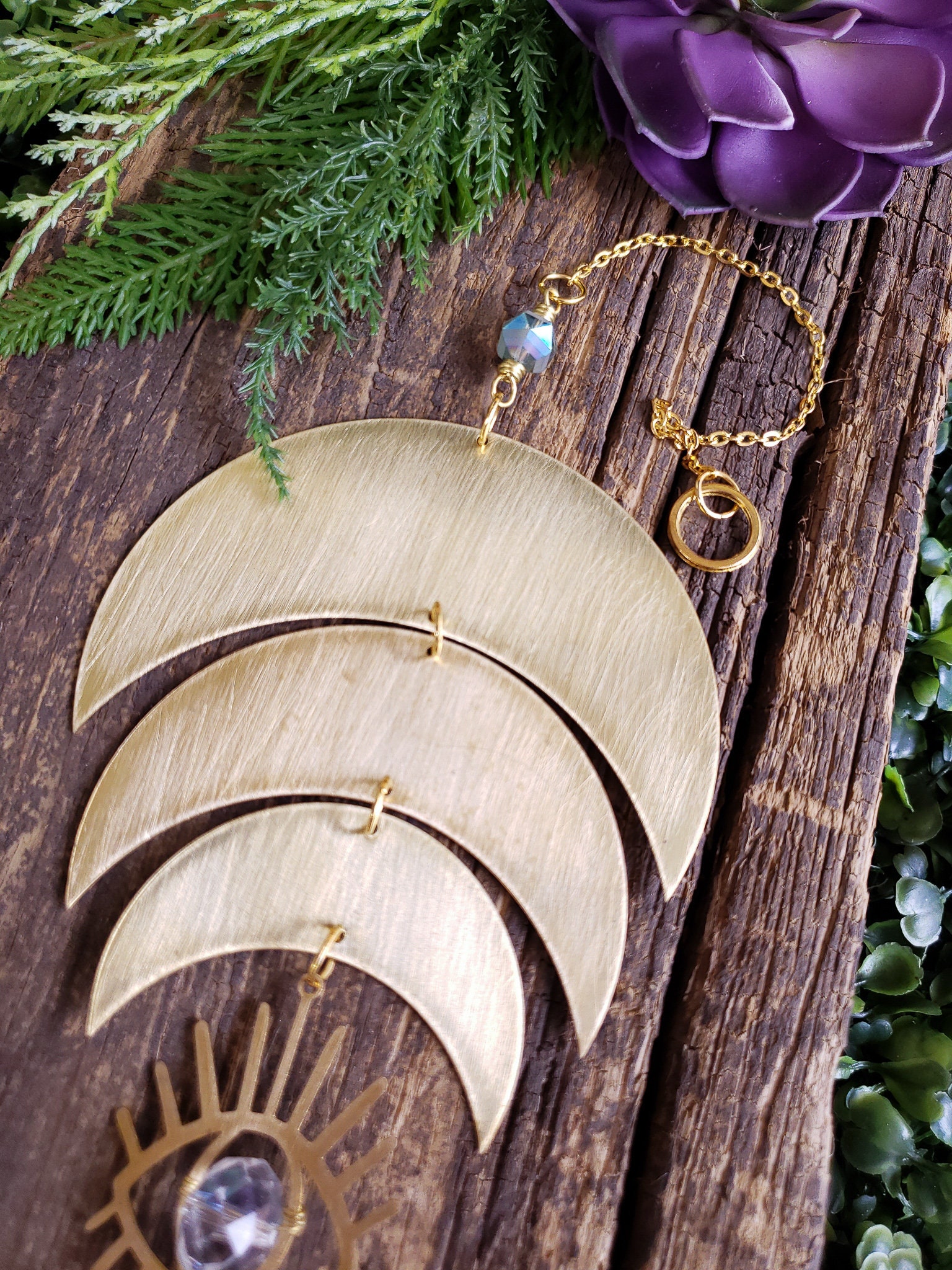Moon Suncatcher, Evil Eye Suncatcher, Brass Suncatcher, Boho Suncatcher ...