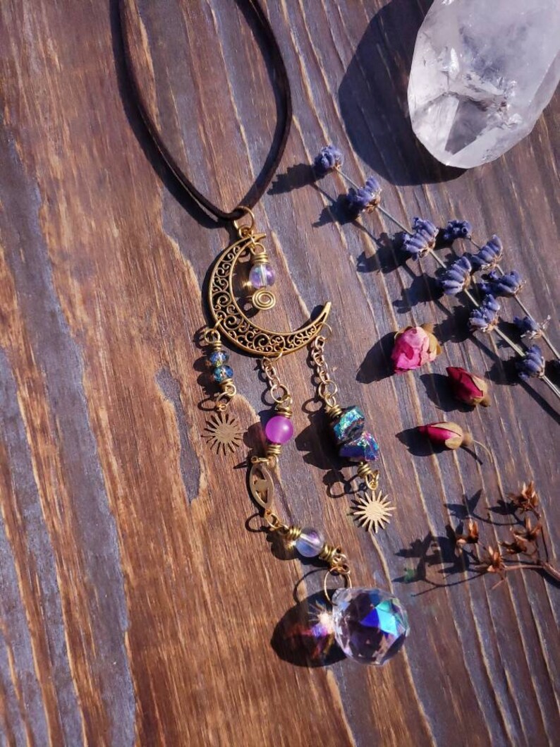 Gold Car Charm, Witchy Car Charm, Boho Car Charm, Sparkly Moon Decor ...