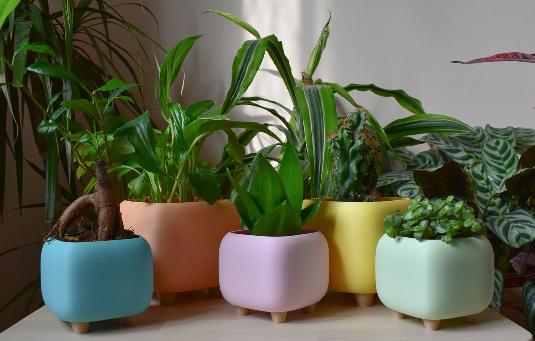 Pastel Coloured, Rounded Cube Pot, Planter, Pot With Feet, Coloured Pot ...