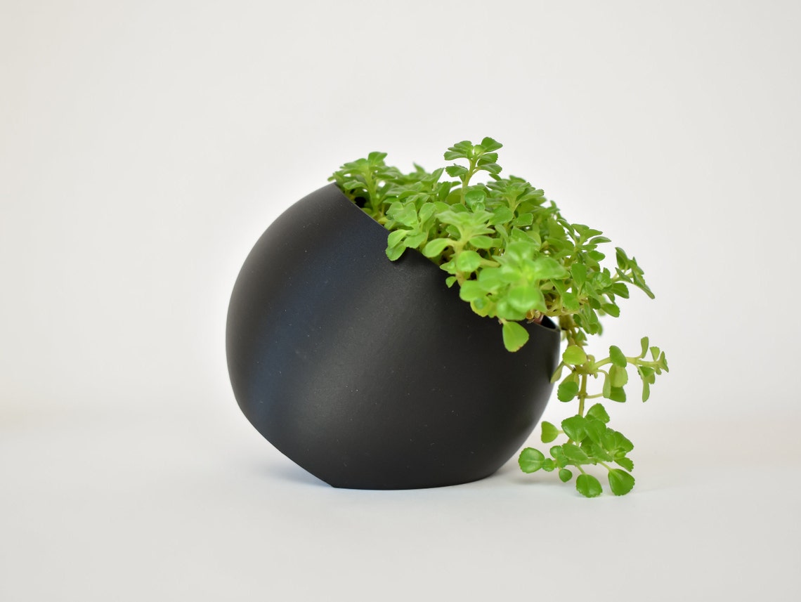 Tilted Sphere Planter rounded pot indoor plant pot modern | Etsy