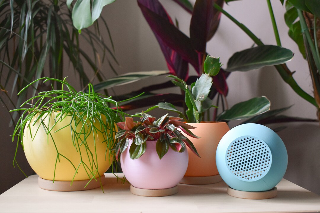 Pastel Coloured Sphere Planter/pot, Plant Pot With Drainage, Round ...