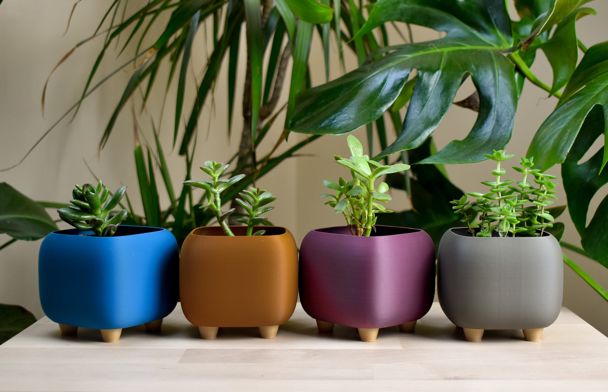 Rounded Cube Pot Planter Pot With Feet Coloured Pot Indoor - Etsy UK