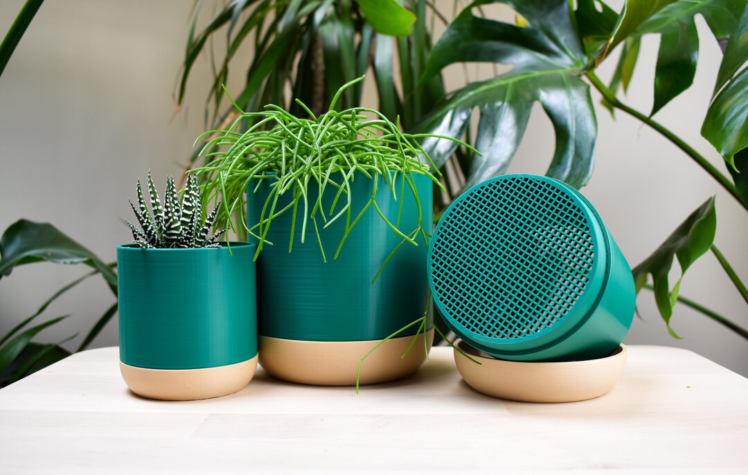 Green Classic Planter, Plant Pot, Plant Pot With Drainage, 3D Printed ...