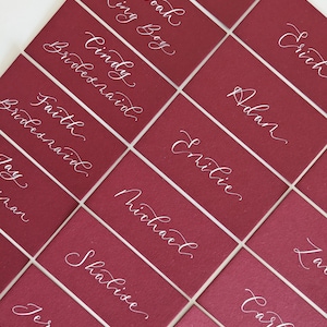 Calligraphy Wedding Place Cards | Wedding Place Cards | Red Place Cards ...