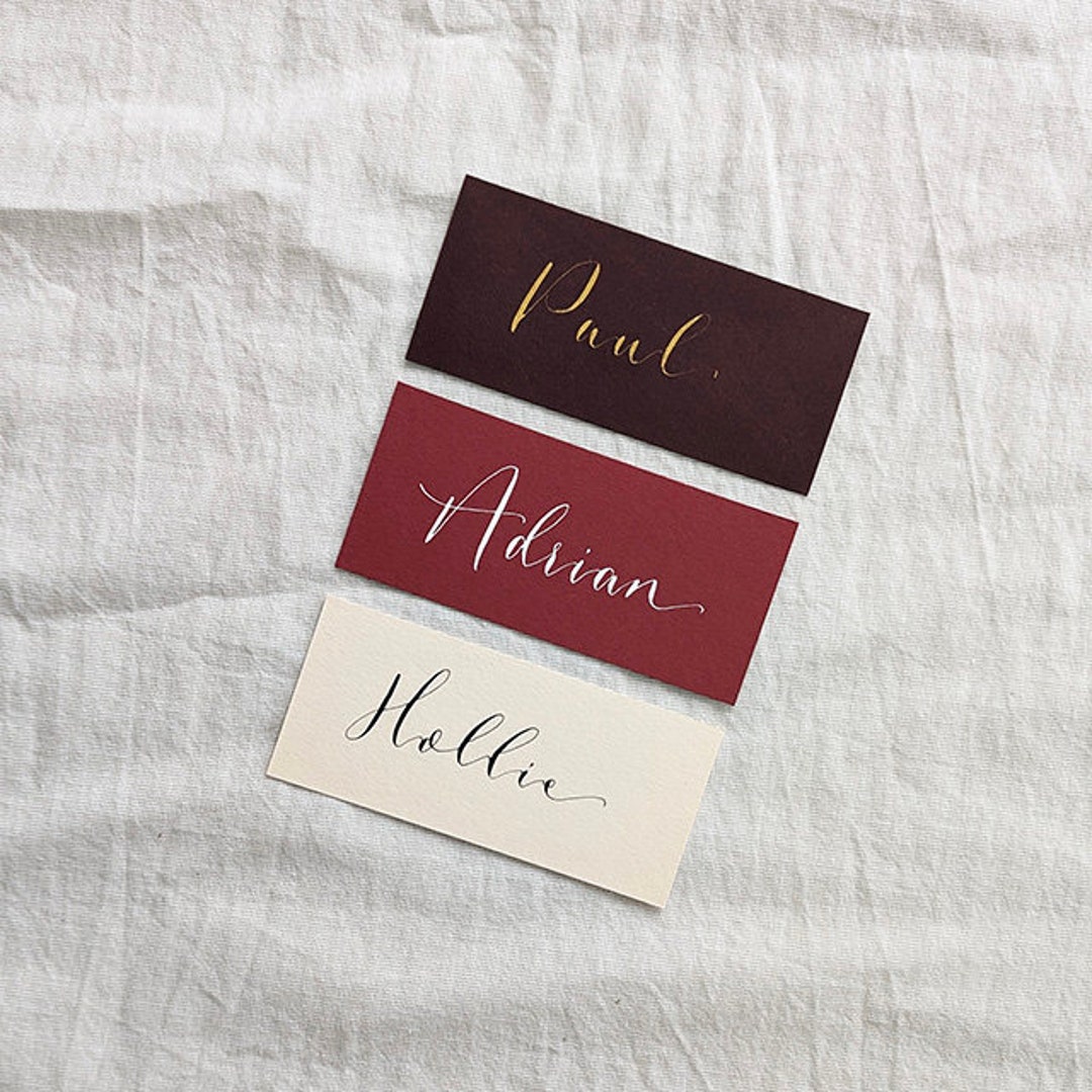 Calligraphy Wedding Place Cards | Wedding Place Cards | Red Place Cards ...