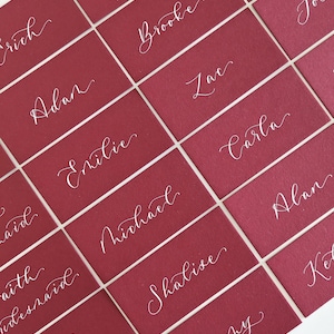 Calligraphy Wedding Place Cards | Wedding Place Cards | Red Place Cards ...