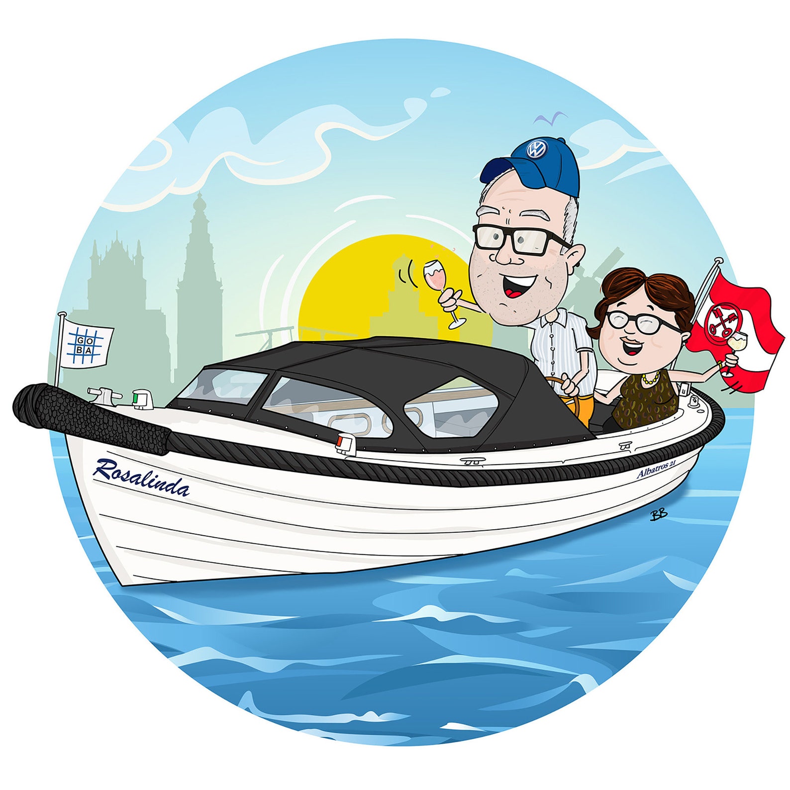 Unique Custom Made Cartoon Illustration of Your Boat / Every Model ...