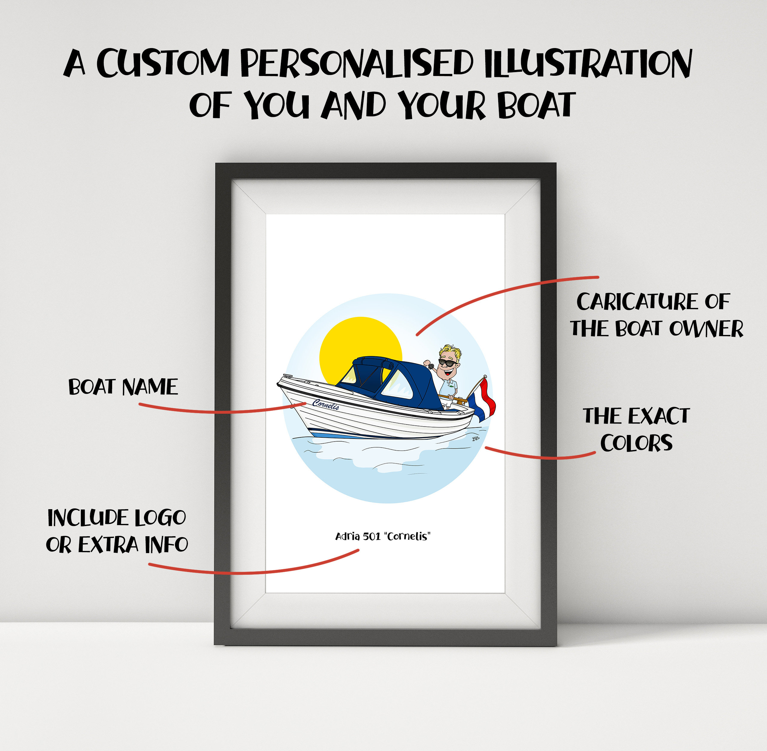 Unique Custom Made Cartoon Illustration of Your Boat / Every Model ...