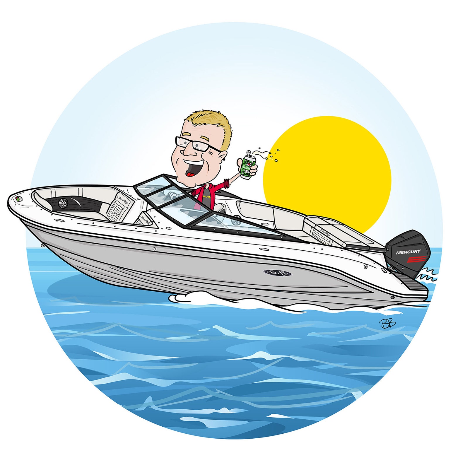 Unique Custom Made Cartoon Illustration of Your Boat / Every Model ...
