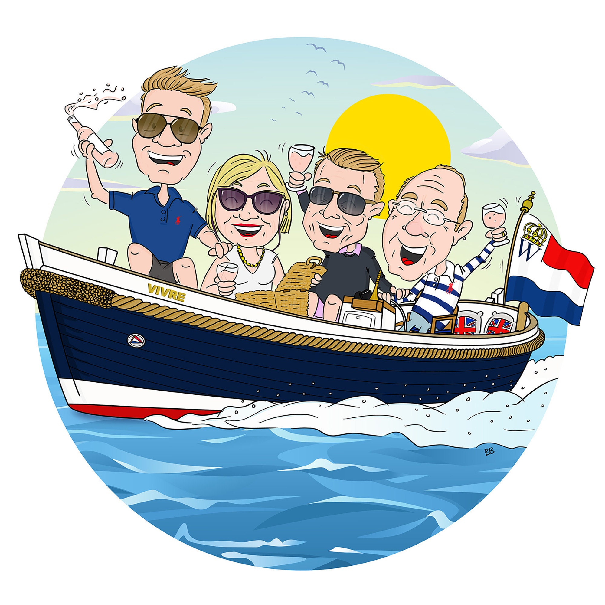 Unique Custom Made Cartoon Illustration of Your Boat / Every Model ...