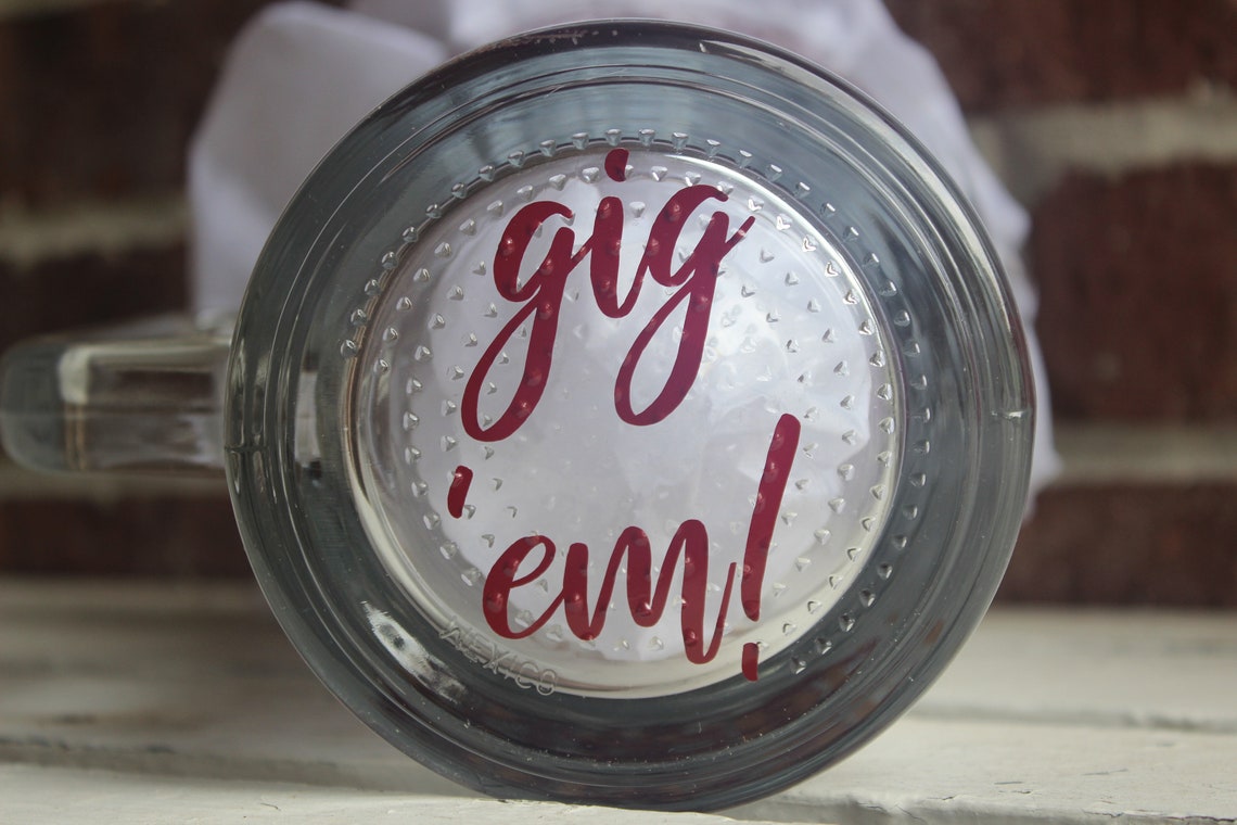 Aggie ring dunk pitcher glass 60oz 35oz beer maroon | Etsy