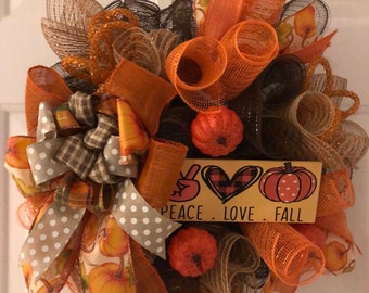 Fall Deco Mesh Wreath - Etsy