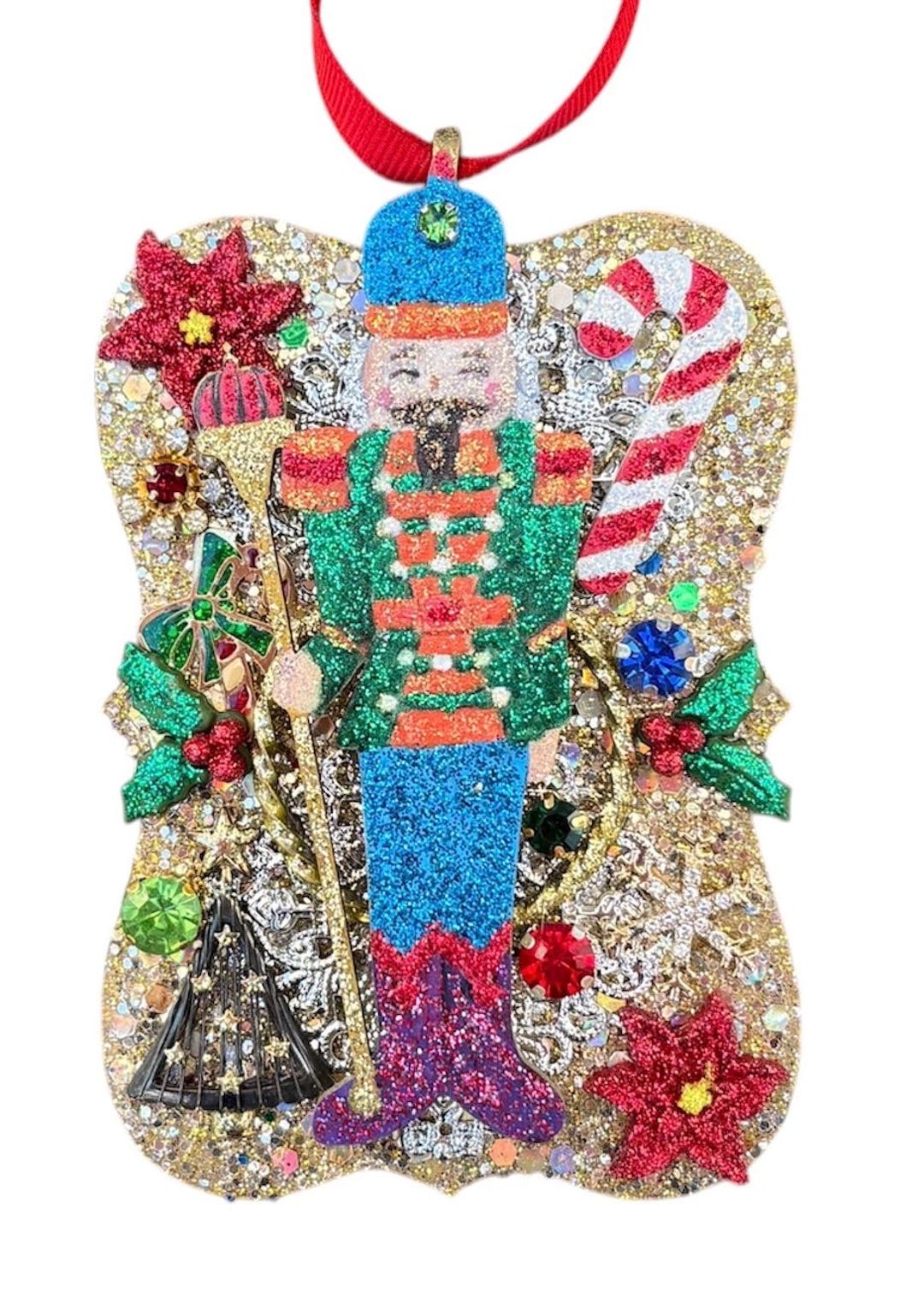 Regal Christmas Nutcracker With Poinsettias - Etsy