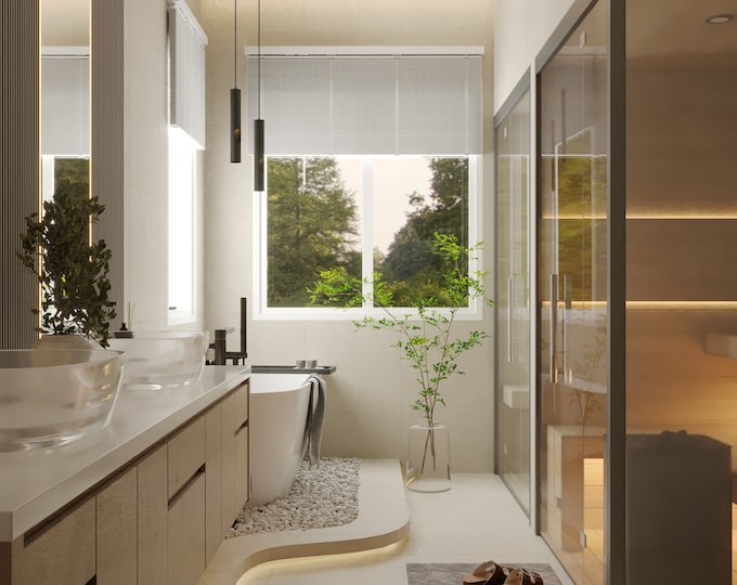 3D Rendering Custom Photorealistic Architecture House MODERN Kitchen ...