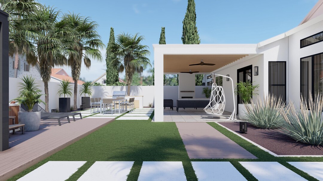 Online Backyard Design, Backyard 3D Rendering, 3d Rendering, Custom ...