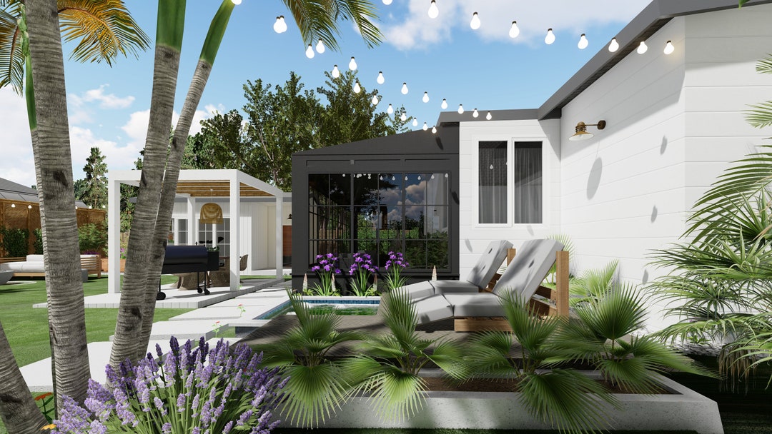 Online Backyard Design, Backyard 3D Rendering, 3d Rendering, Custom ...