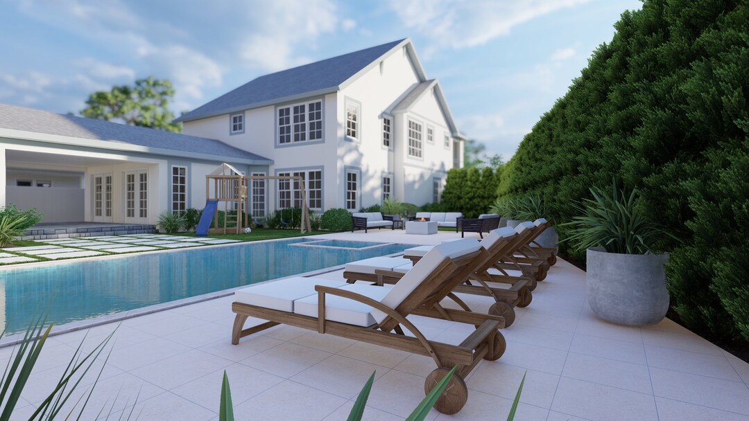 Online Backyard Design, Backyard 3D Rendering, 3d Rendering, Custom ...