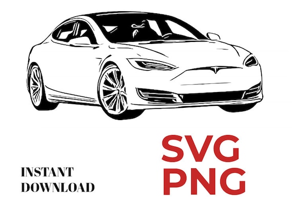 Tesla Model S Outline Car Digital Art SVG Png File Instant - Etsy