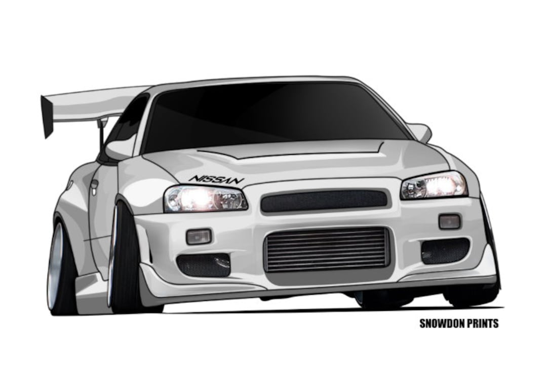 Nissan Skyline GTR R34 en Plata Arte Digital JPG Imprimir - Etsy España