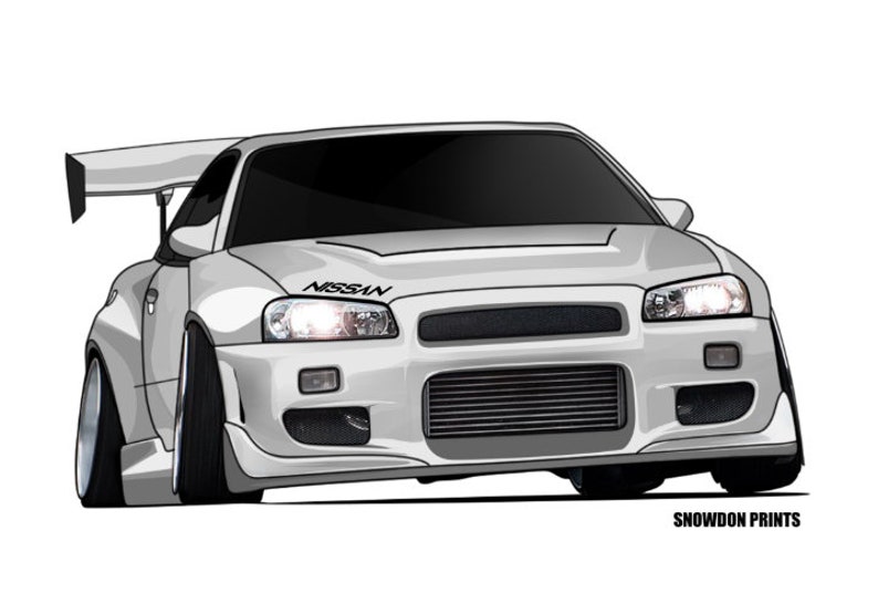 Nissan Skyline GTR R34 en Plata Arte Digital JPG Imprimir - Etsy España