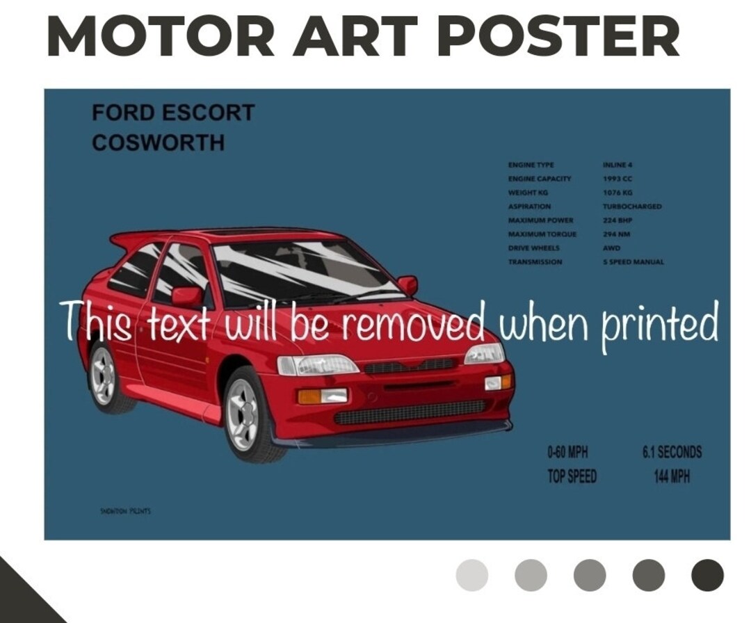 Ford Escort Cosworth Car Art Illustration Print A4 A3 Poster - Etsy