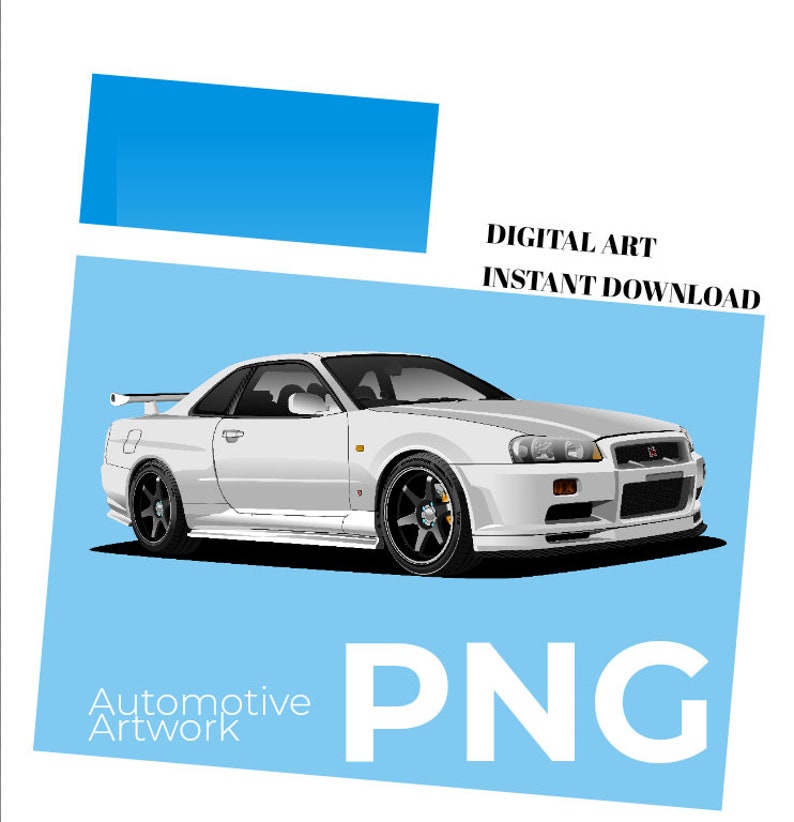 Nissan Skyline GTR R34 Sports Car Digital Art Png File - Etsy UK