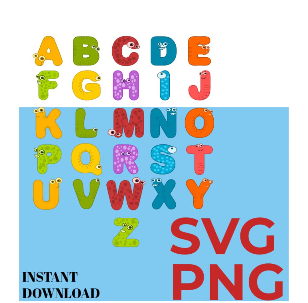 Learn the Alphabet Kids Digital Art SVG PNG Instant File - Etsy UK