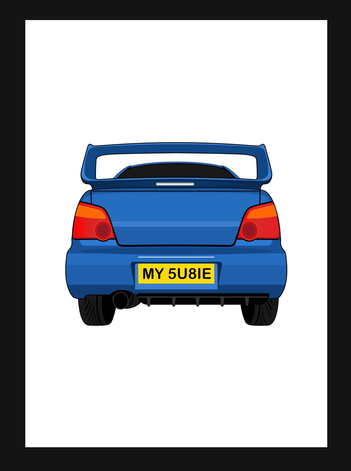 Personalised Subaru WRX STI Number Plate Poster - Etsy
