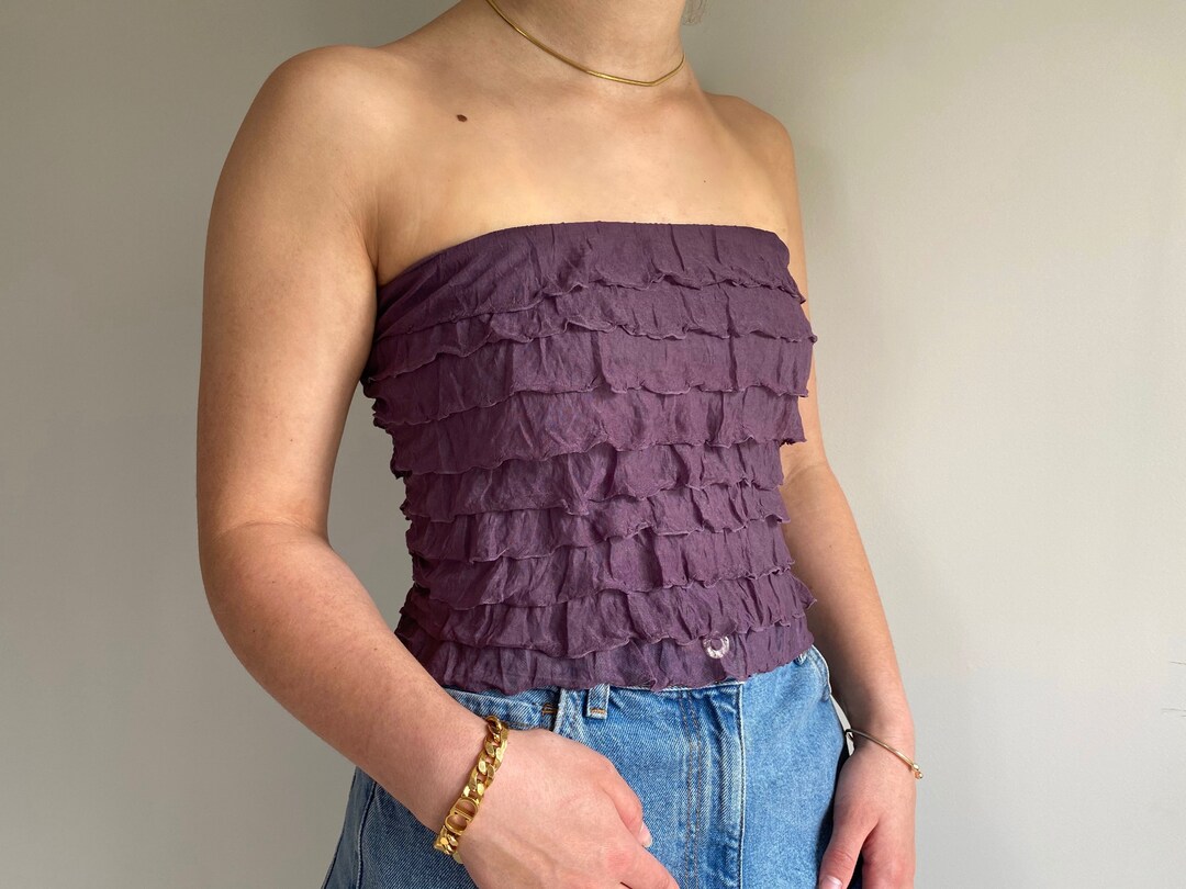 Sustainable Frill Detail Purple Bandeau - Etsy