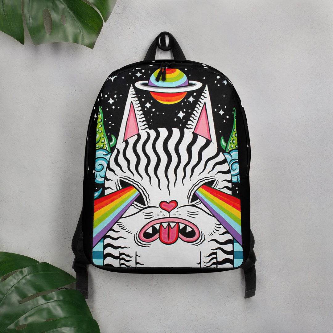 Minimalist Trippy Kitty Backpack - Etsy