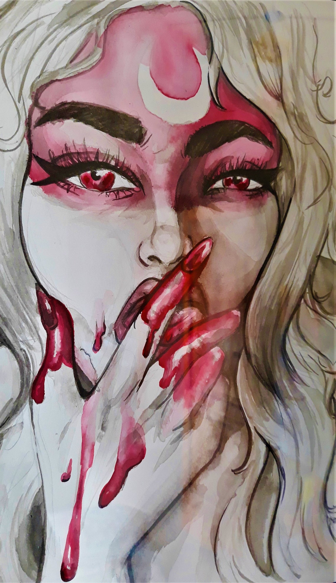 Blood Moon Illustration | Etsy