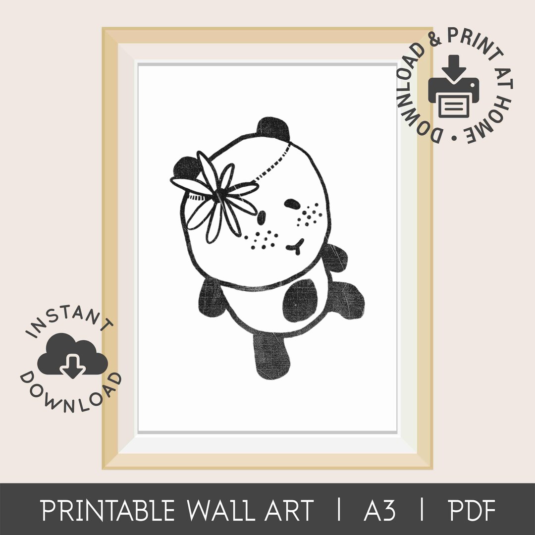 Panda Gauze Digital Wall Art | Printable Art | Premium Quality ...