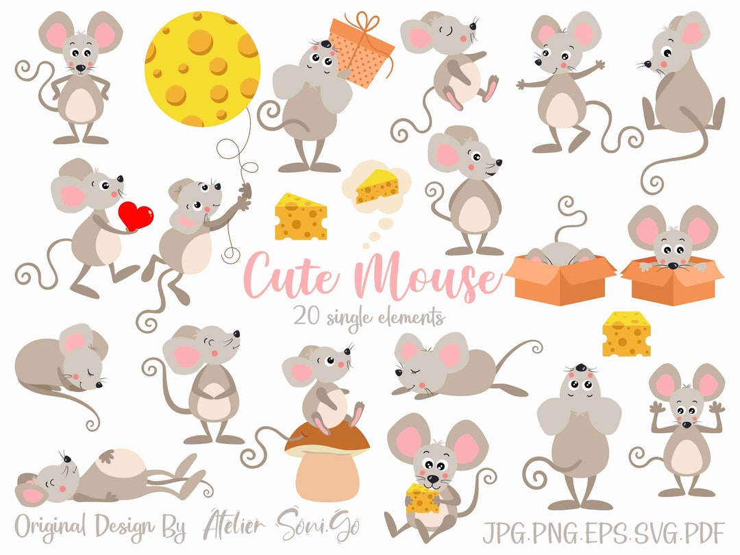 Cute Mouse Clipart Set Package Digital Elements Digital - Etsy
