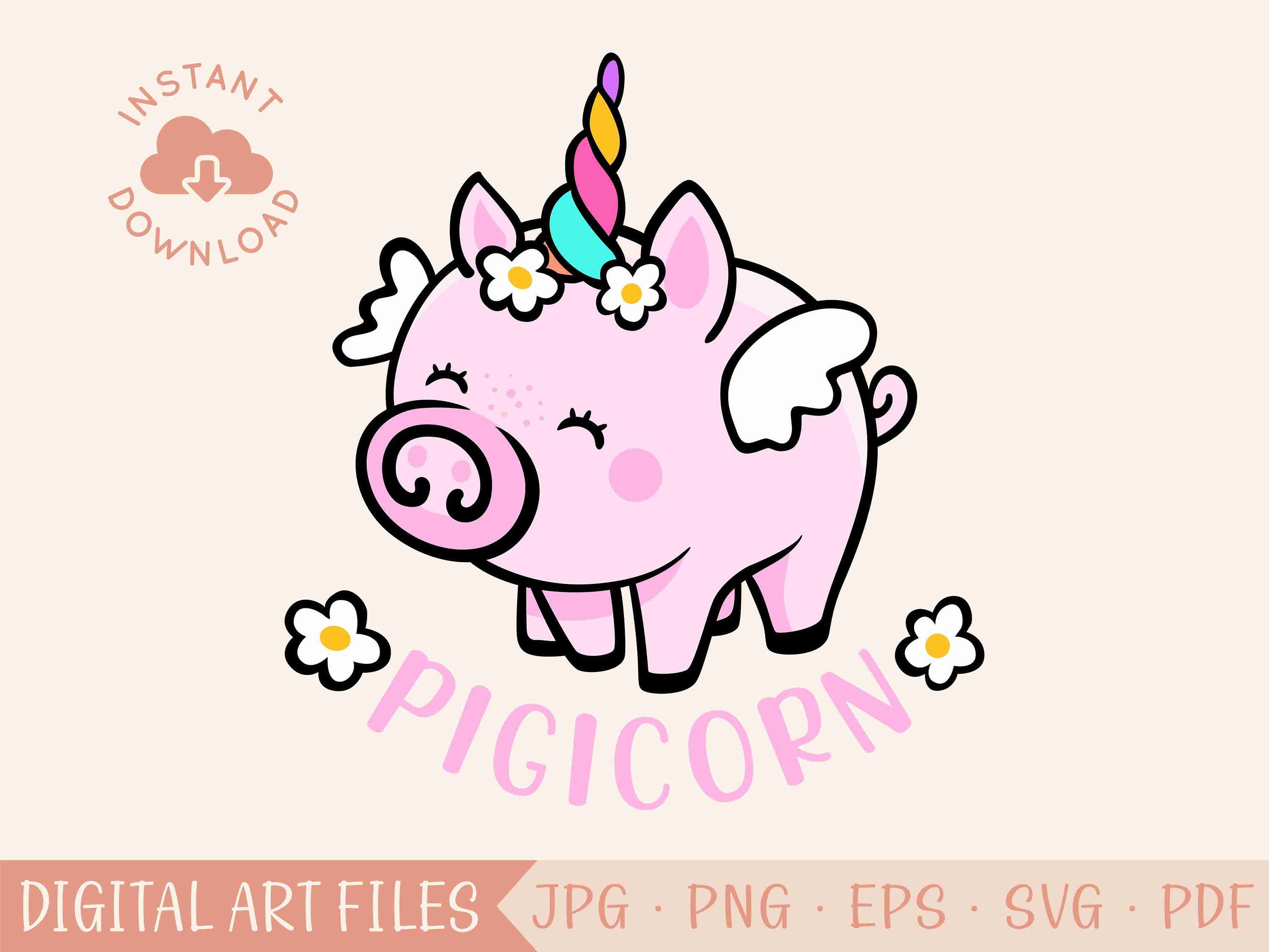 Unicorn Piggy Pigicorn SVG vector Clipart Instant Digital Download ...