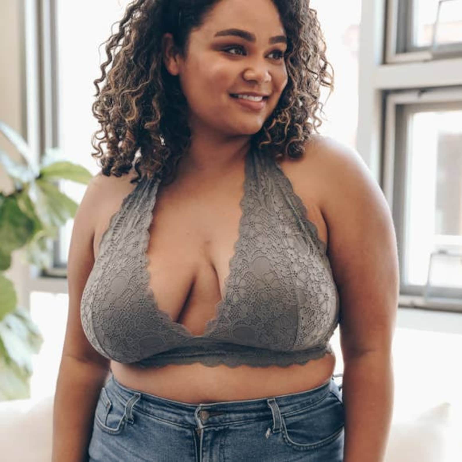 Plus Size Lace Halter Bralette Etsy