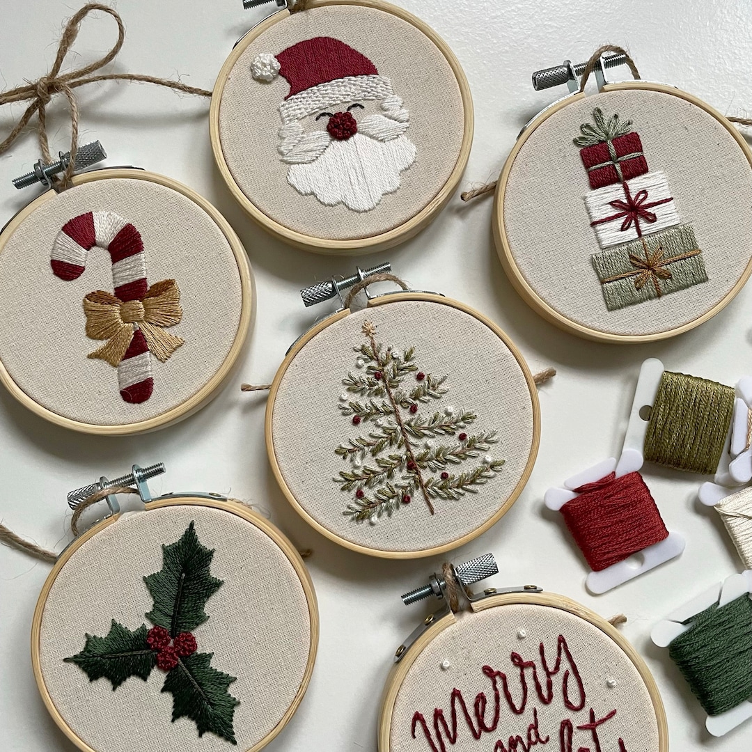 Christmas Bauble Ornaments Collection 2 // 3 Inch Embroidery Hoop Art ...