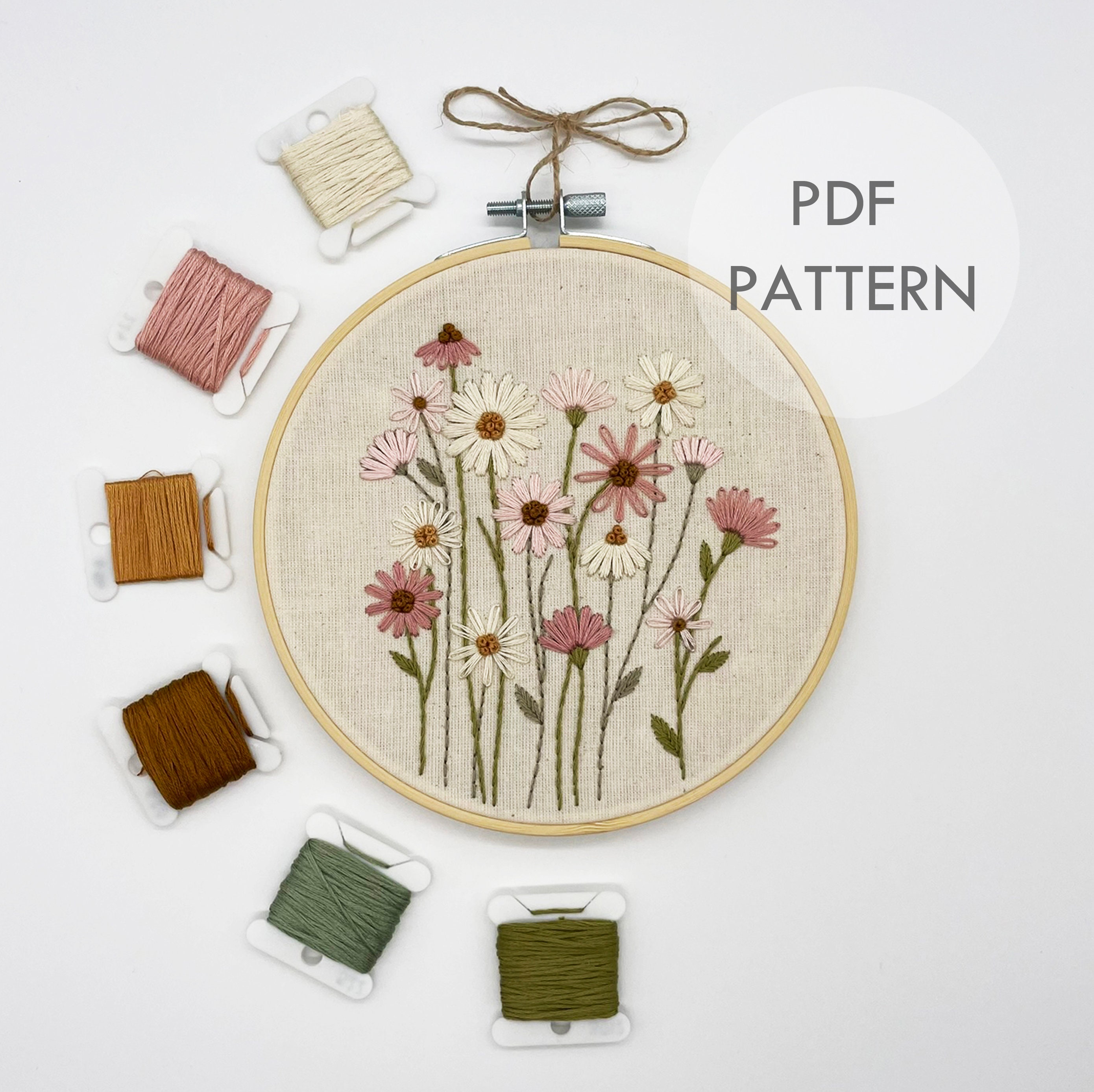 Daisy Duo // 6 Inch Embroidery Hoop Art // PDF Pattern With ...