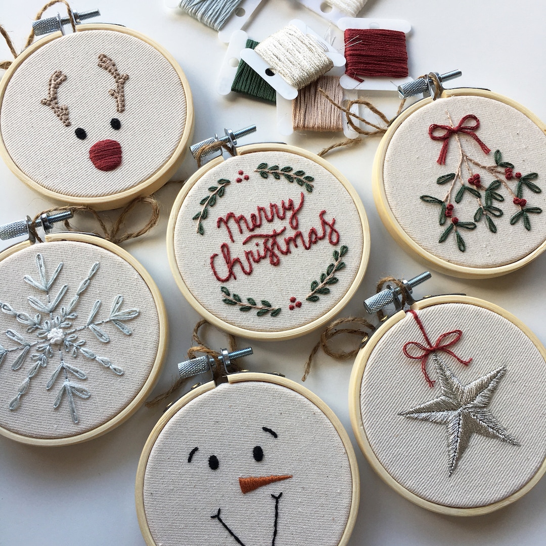 Christmas Bauble Ornaments Collection // 3 Inch Embroidery Hoop Art ...