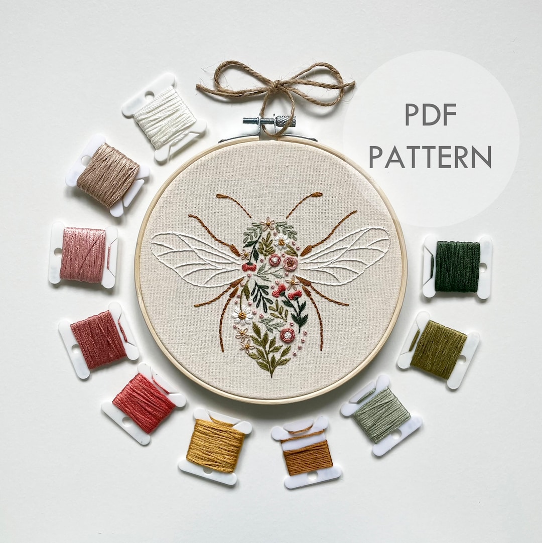 Wildflower Bee // 6 Inch Embroidery Hoop Art // PDF Pattern With ...