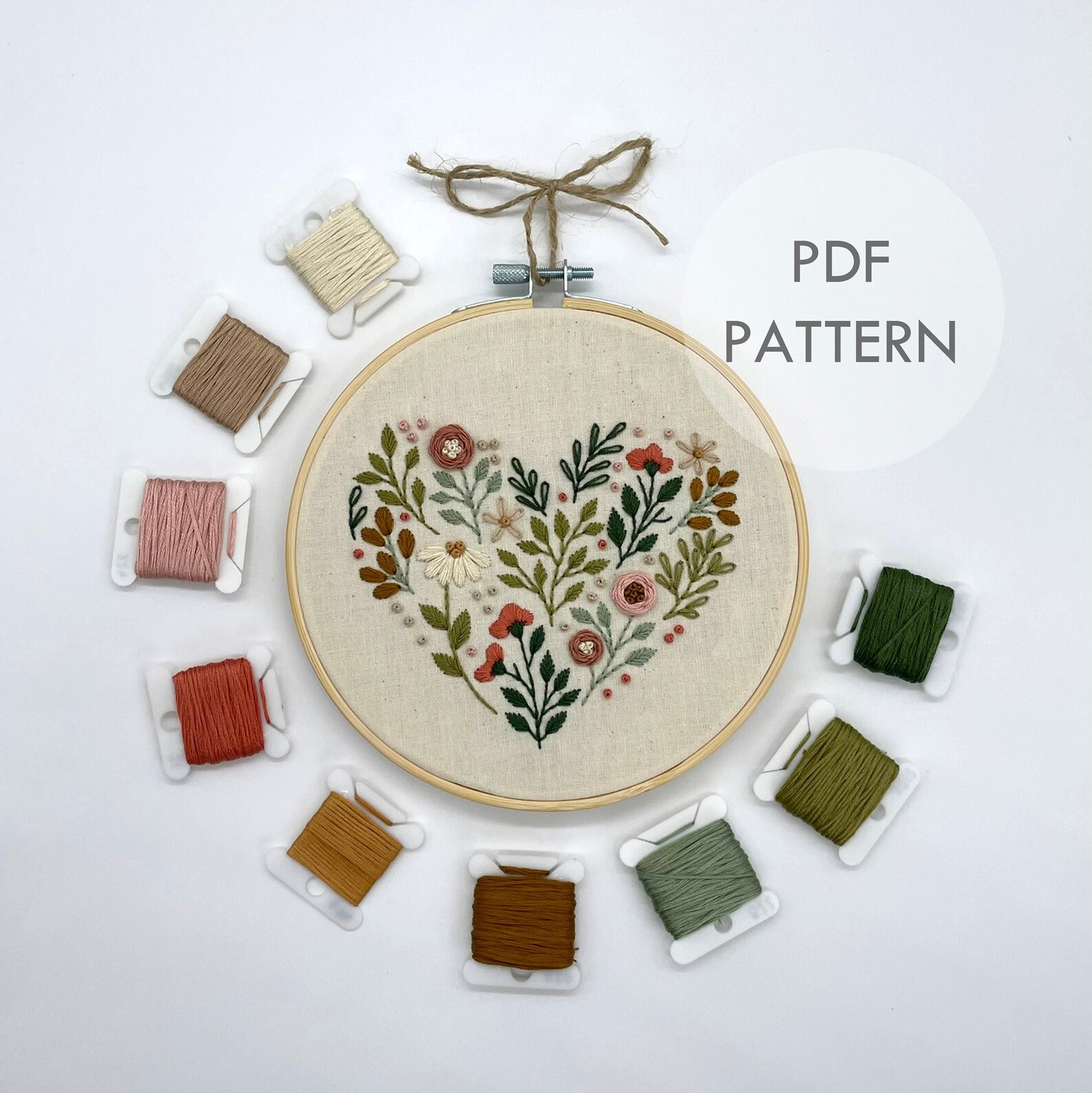 Wildflower Heart// Embroidery Hoop Art // PDF Pattern With - Etsy