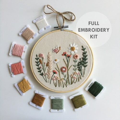 Wildflower Wreath Embroidery Kit // Make Your Own // DIY Craft - Etsy