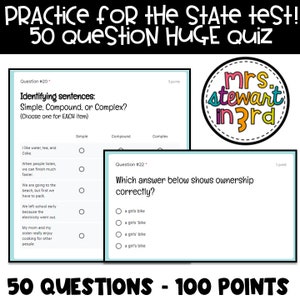 3rd Grade Google Forms™ Quizzes Bundle for EVERY Grammar Skill | Etsy