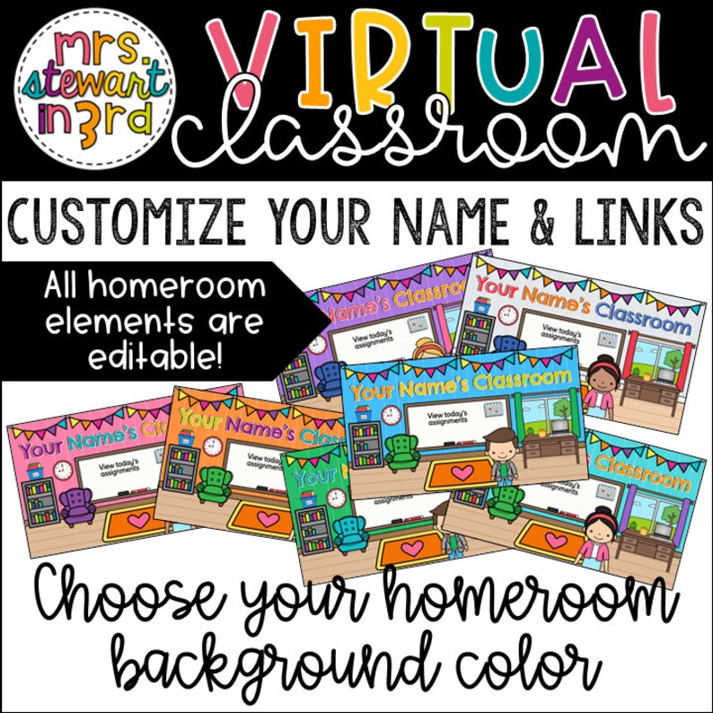Virtual Classroom With Editable Homeroom for Distance Learning - Etsy