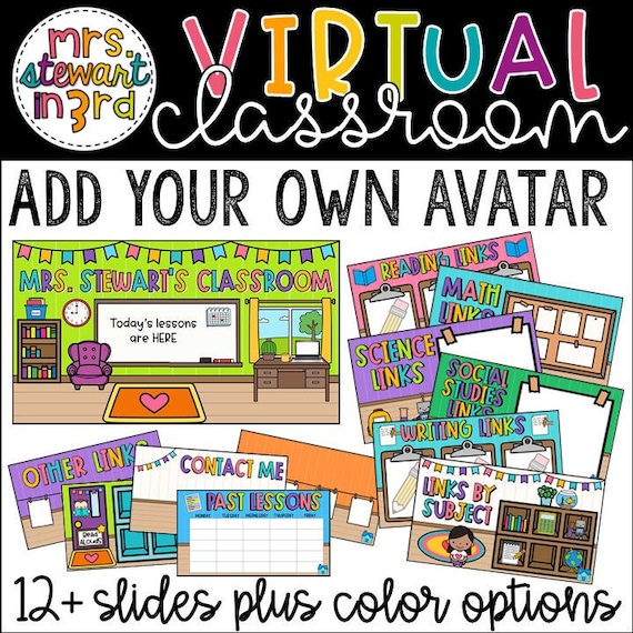 Virtual Classroom With Editable Homeroom for Distance Learning | Etsy