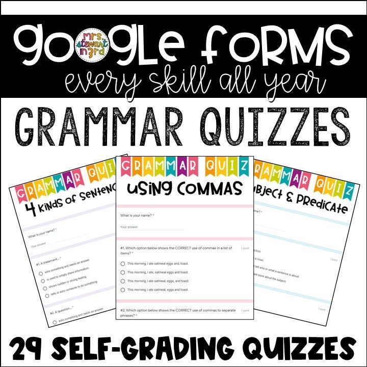 3rd Grade Google Forms™ Quizzes Bundle for EVERY Grammar Skill - Etsy