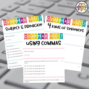 3rd Grade Google Forms™ Quizzes Bundle for EVERY Grammar Skill Distance ...