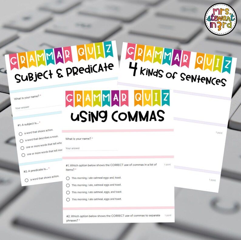 3rd Grade Google Forms™ Quizzes Bundle for EVERY Grammar Skill - Etsy